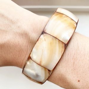 Vintage | Jewelry | Vintage Brown Cream Shell Segment Bracelet | Poshmark